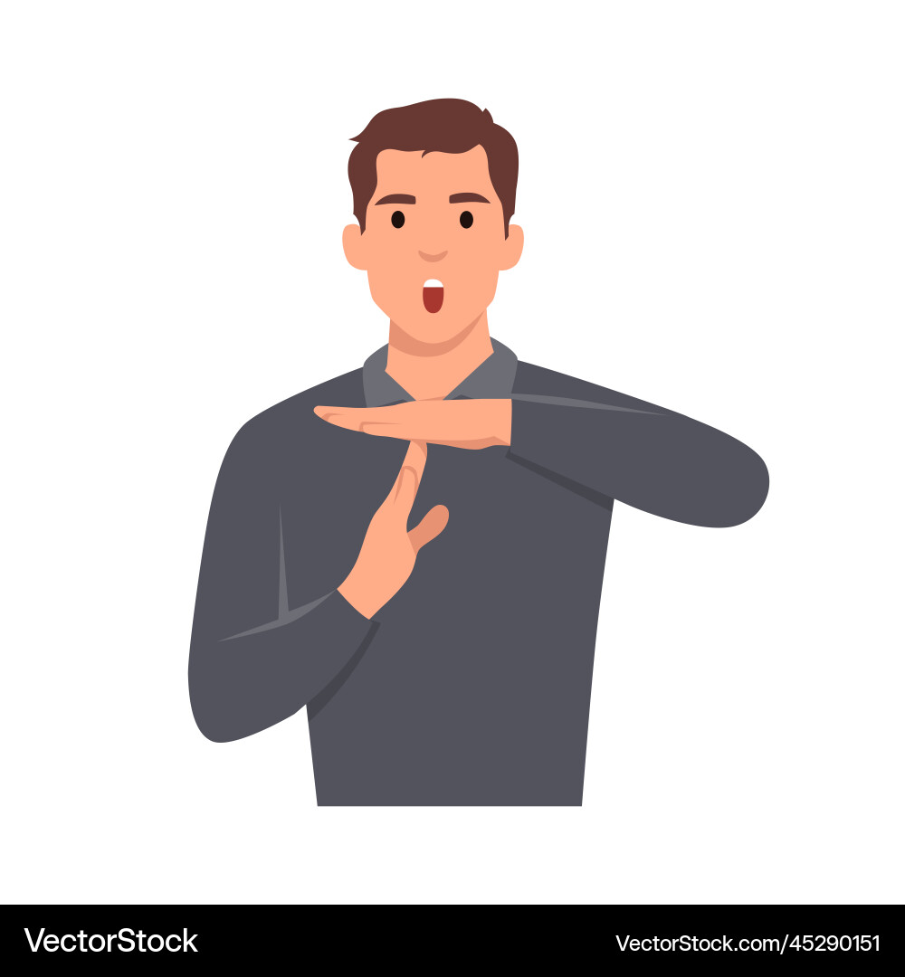 Young man upset showing a timeout gesture Vector Image