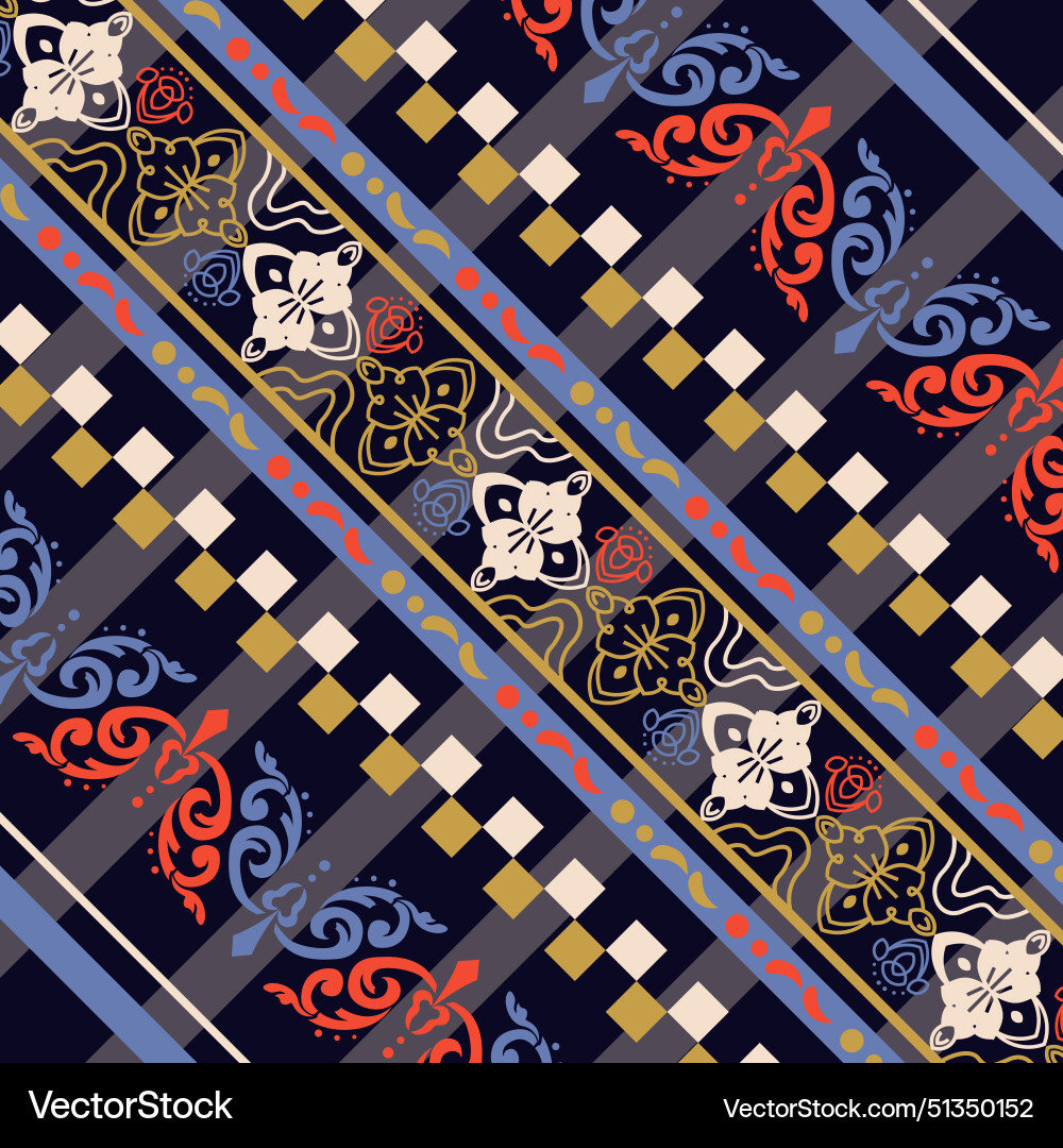 Colorful batik indonesia pattern textile art Vector Image