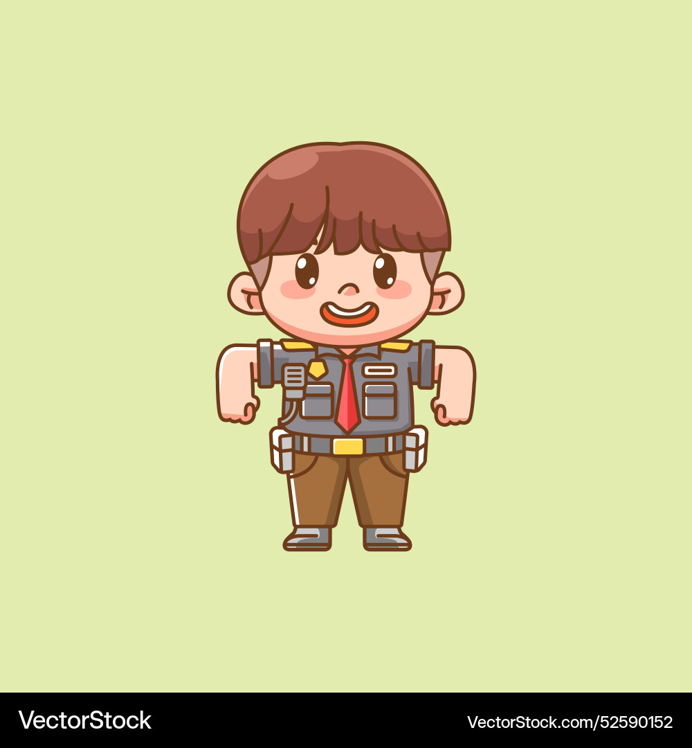 Cute fun police officer uniform kawaii chibi Vector Image