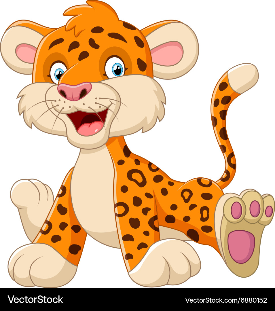 Cute sitting cheetah cartoon Royalty Free Vector Image