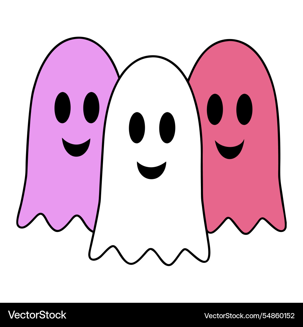 Happy ghost trio Royalty Free Vector Image - VectorStock