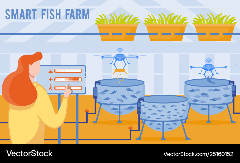 Is written smart fish farm Royalty Free Vector Image
