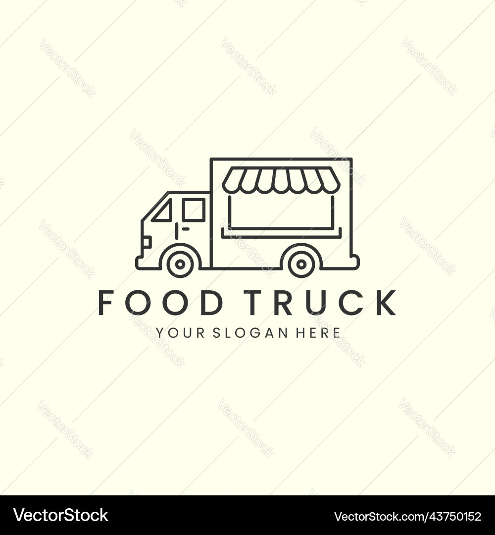 Linear food truck style logo icon design template Vector Image