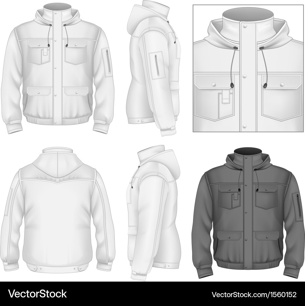 Mens flight jacket with hood Royalty Free Vector Image