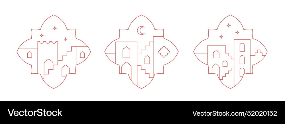 Moroccan style line stairs arch walls arc Vector Image