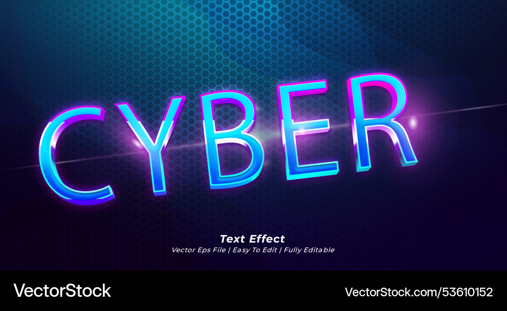 Neon cyber text effect editable 3d style Vector Image