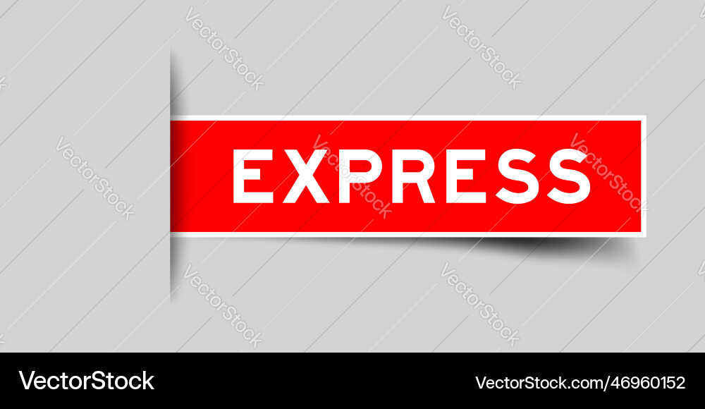 Red color square label sticker with word express Vector Image