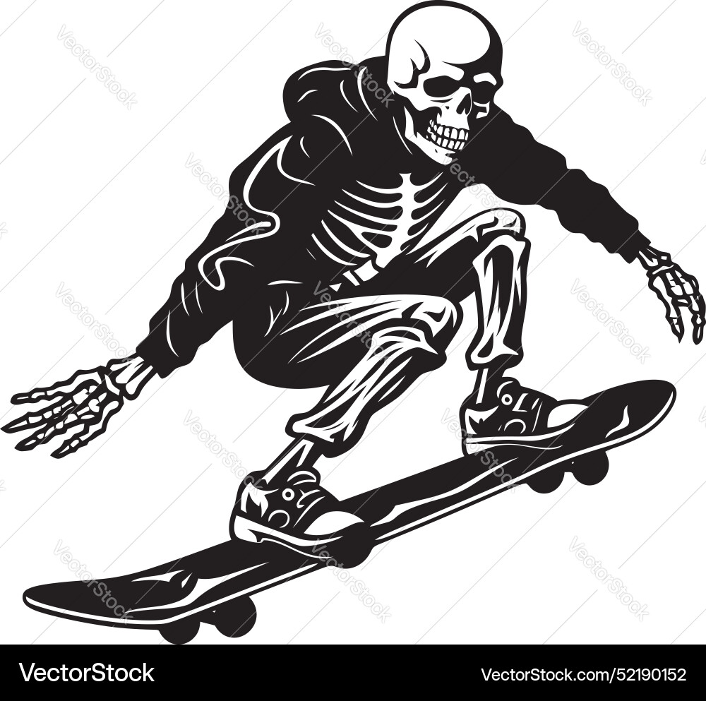 Skaters shadow skeleton riding skateboard black Vector Image