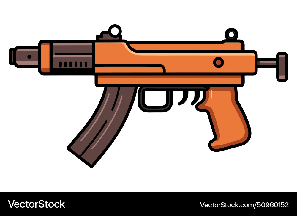 Submachine gun machine hand weapons Royalty Free Vector