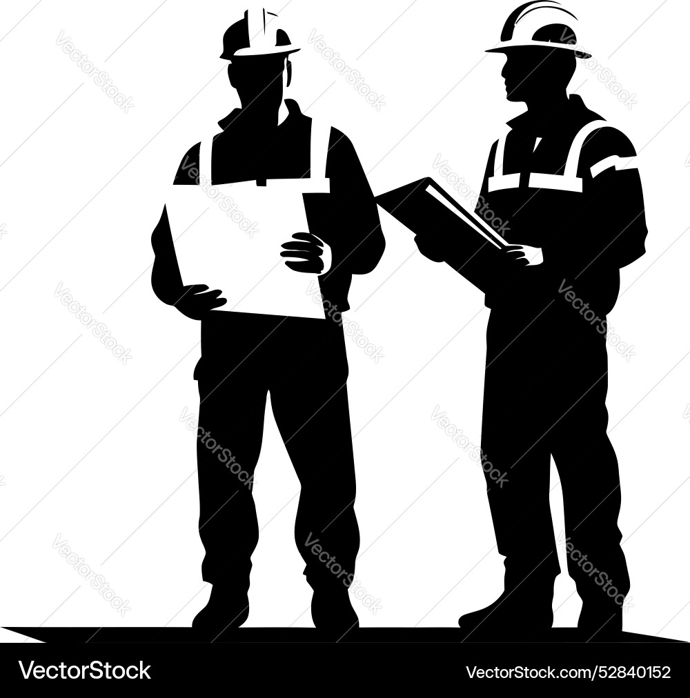 Technical teamwork duo with plan icon designing Vector Image