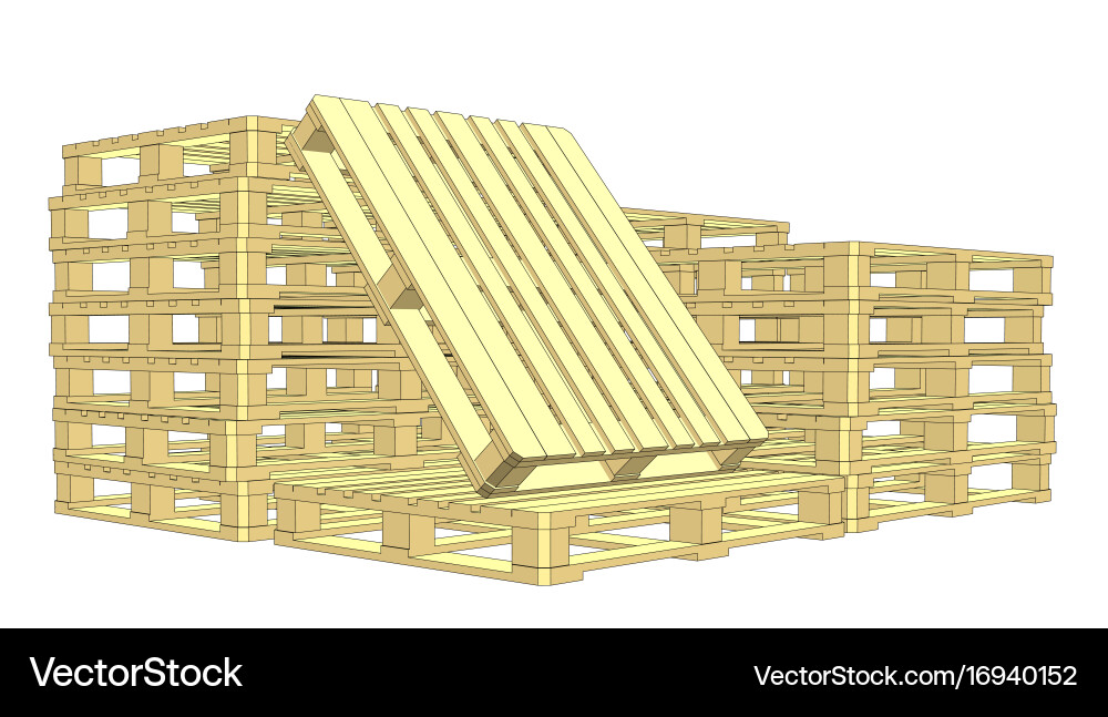 Wooden pallets isolated on white Royalty Free Vector Image