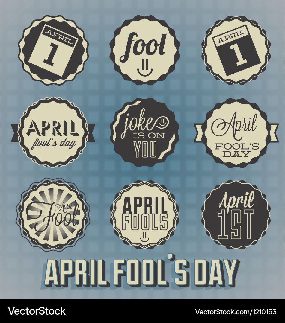 April Fools' Day Icons & Labels Royalty Free Vector