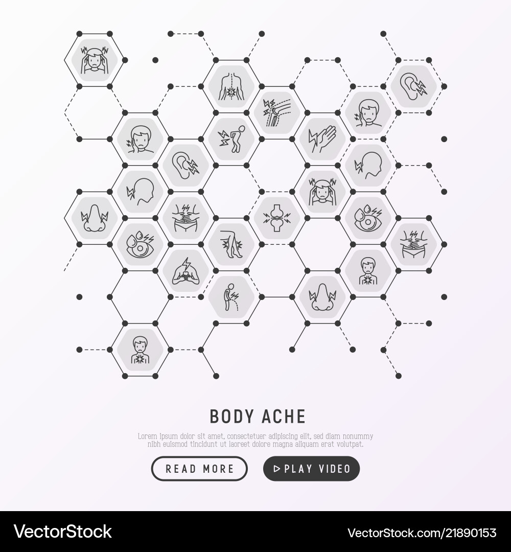 Body aches concept in honeycombs Royalty Free Vector Image