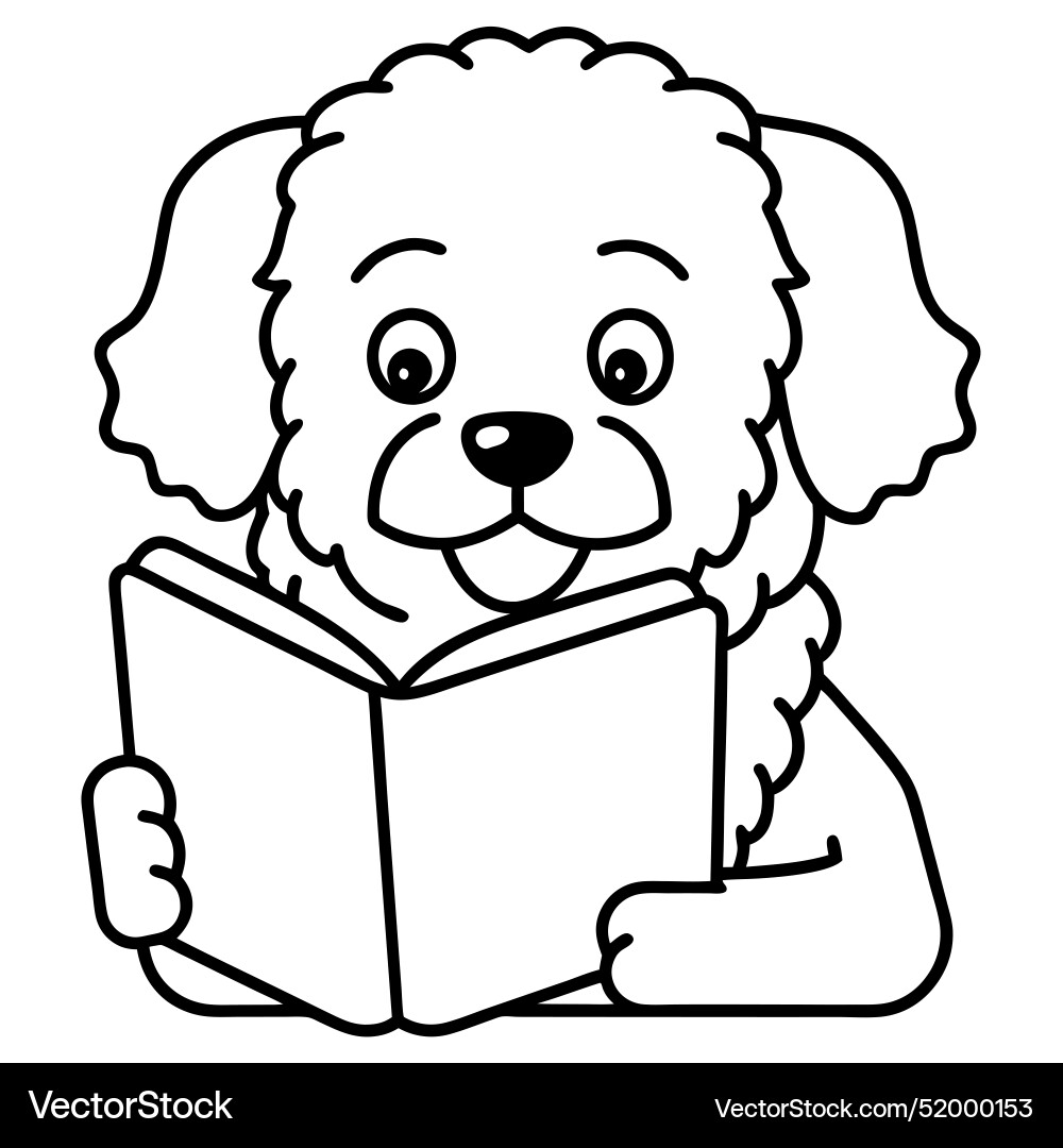 Cavapoo dog reading icon Royalty Free Vector Image