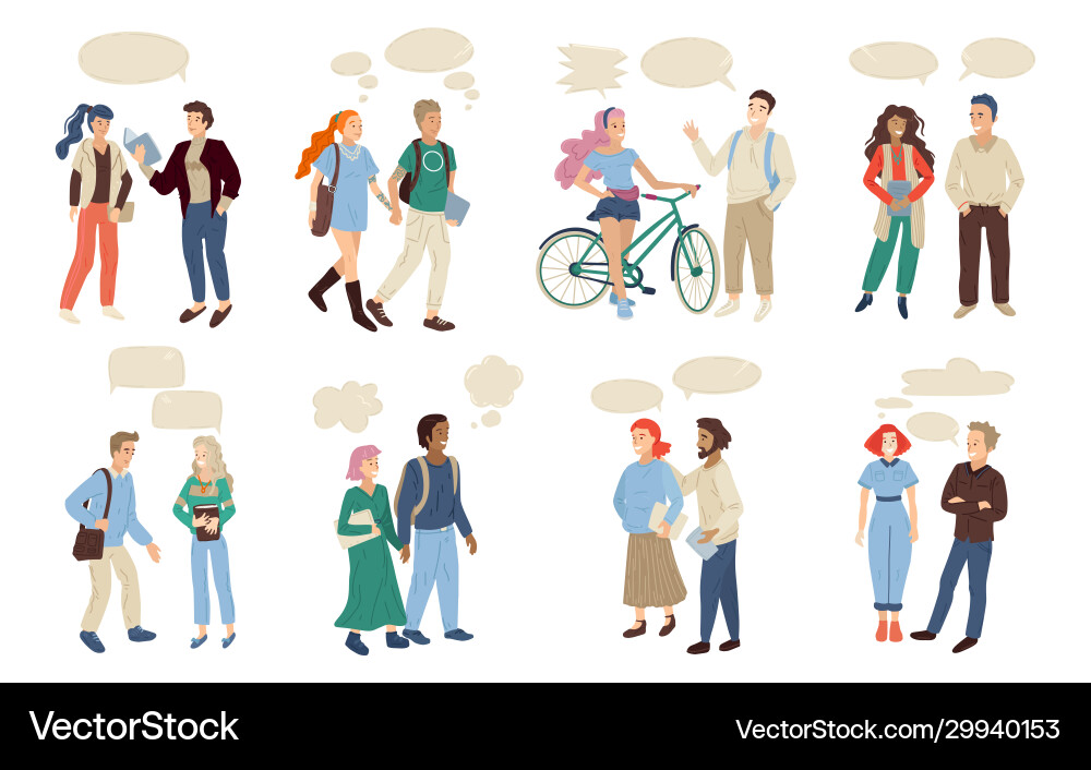 Dialogue between two people set multinational Vector Image
