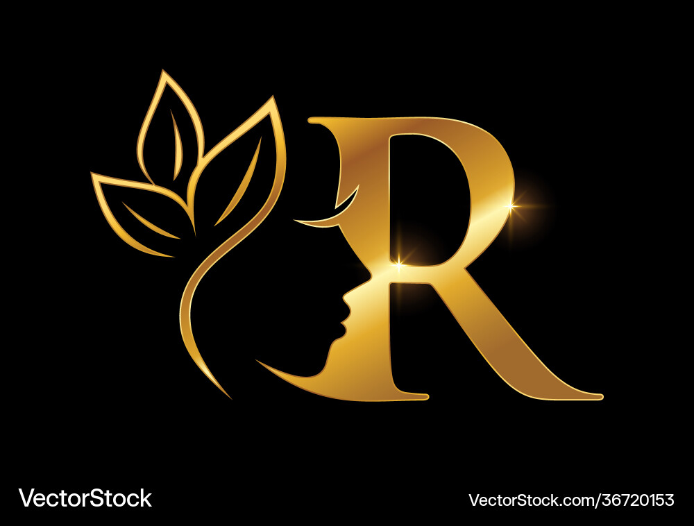 Golden beauty initial letter r Royalty Free Vector Image