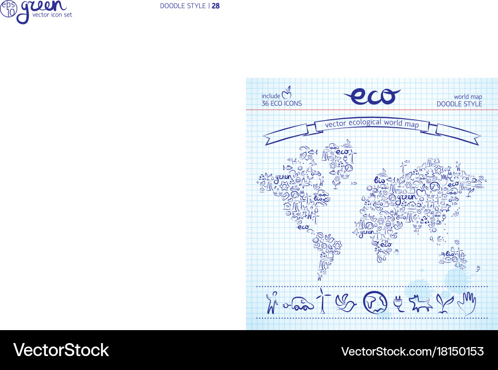 Hand drawn ecological earth map Royalty Free Vector Image