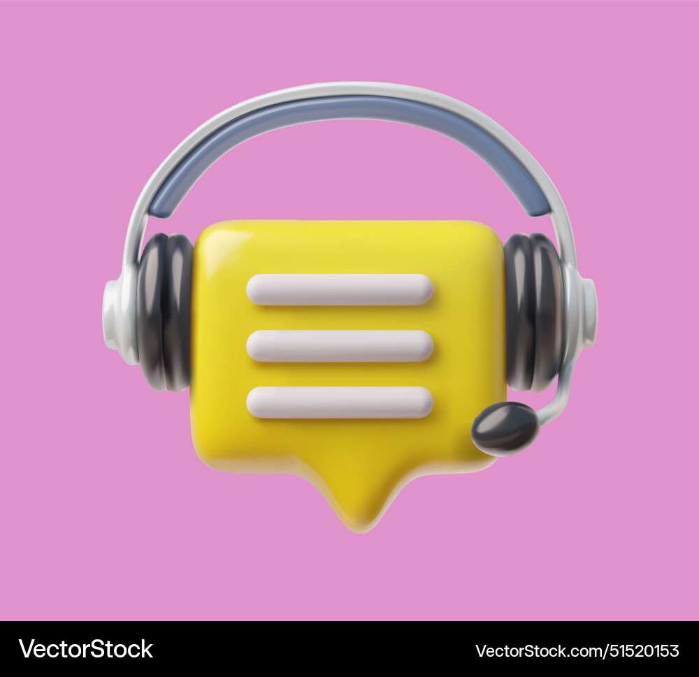 Interactive yellow speech bubble 3d chatbot icon Vector Image