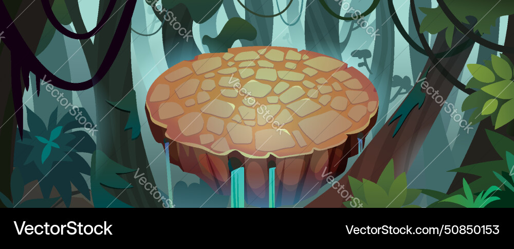 Jungle forest with floating game arena land ui Vector Image