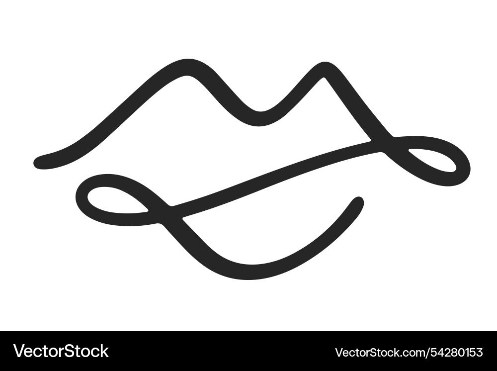 Lips mouth one line drawing abstract kiss shape Vector Image