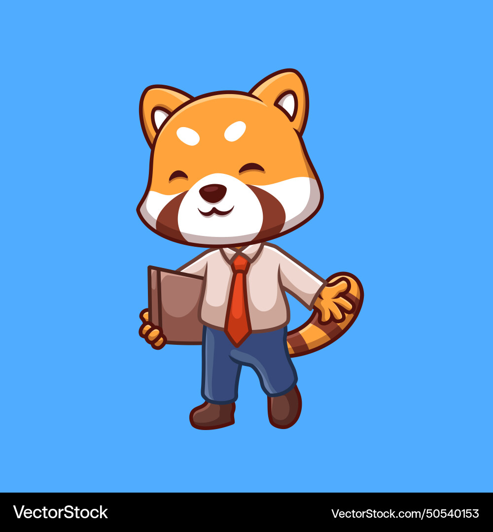 Manager red panda cute cartoon Royalty Free Vector Image