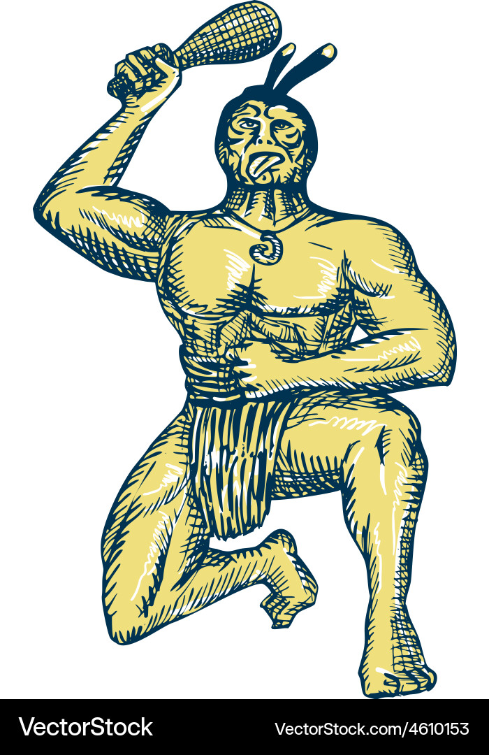 Maori Warrior with Patu Royalty Free Vector Image