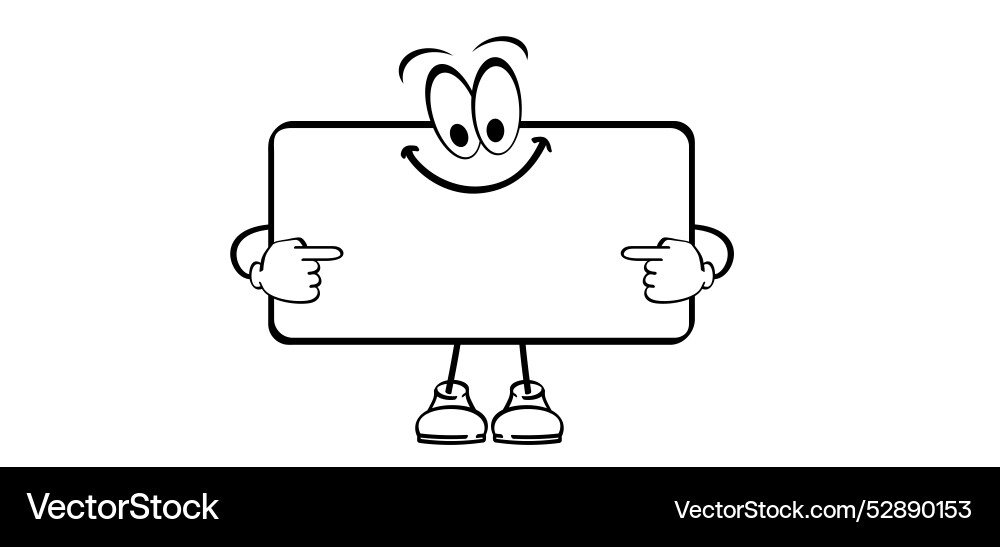 Mascot cartoon character and empty blank white Vector Image