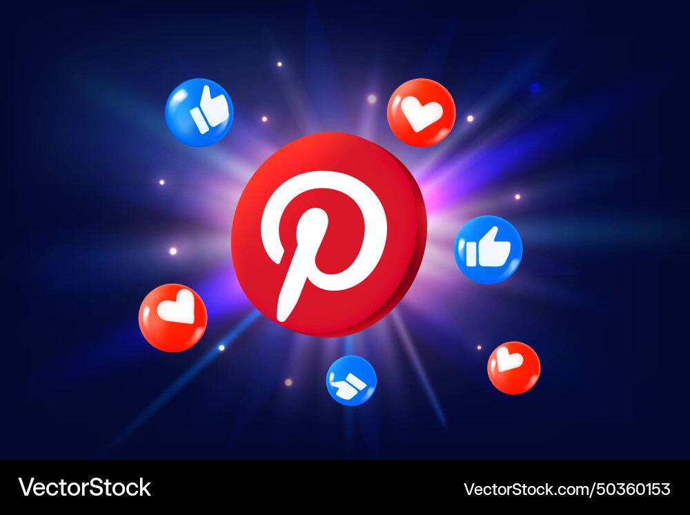 Pinterest application logo with social media Vector Image