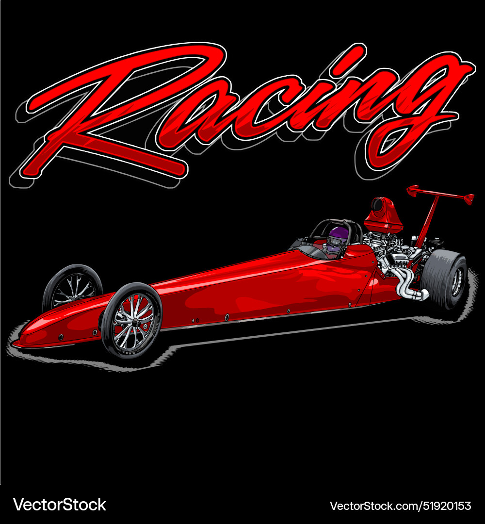 Red drag racing car with black strip Royalty Free Vector