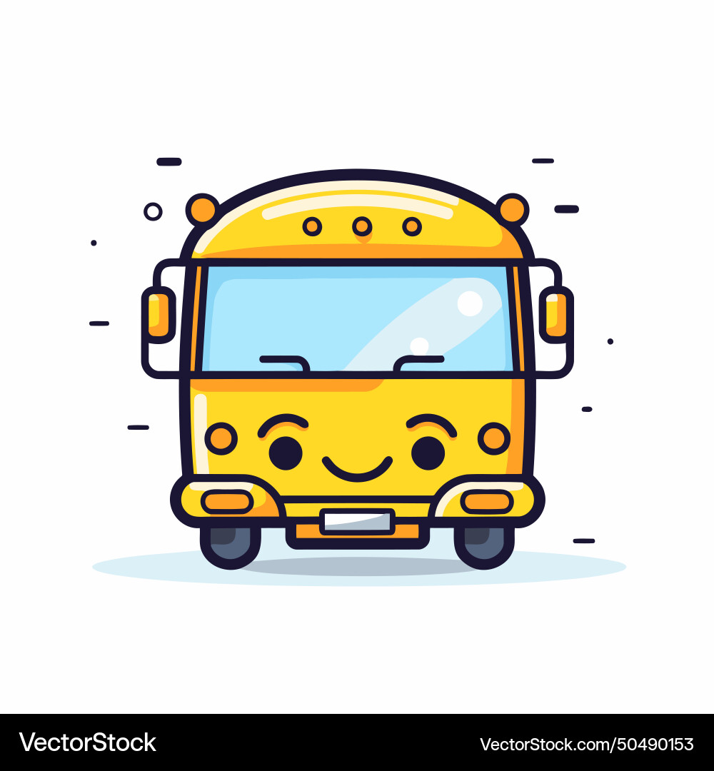 School bus with smiling face cute cartoon Vector Image