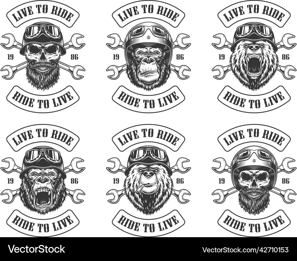 Set of biker emblems Royalty Free Vector Image
