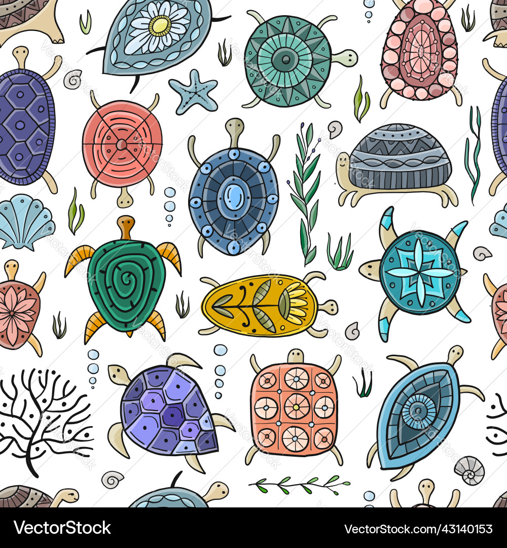 Turtles family tortoise background for your Vector Image