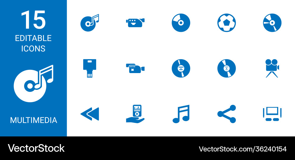 15 multimedia icons Royalty Free Vector Image - VectorStock