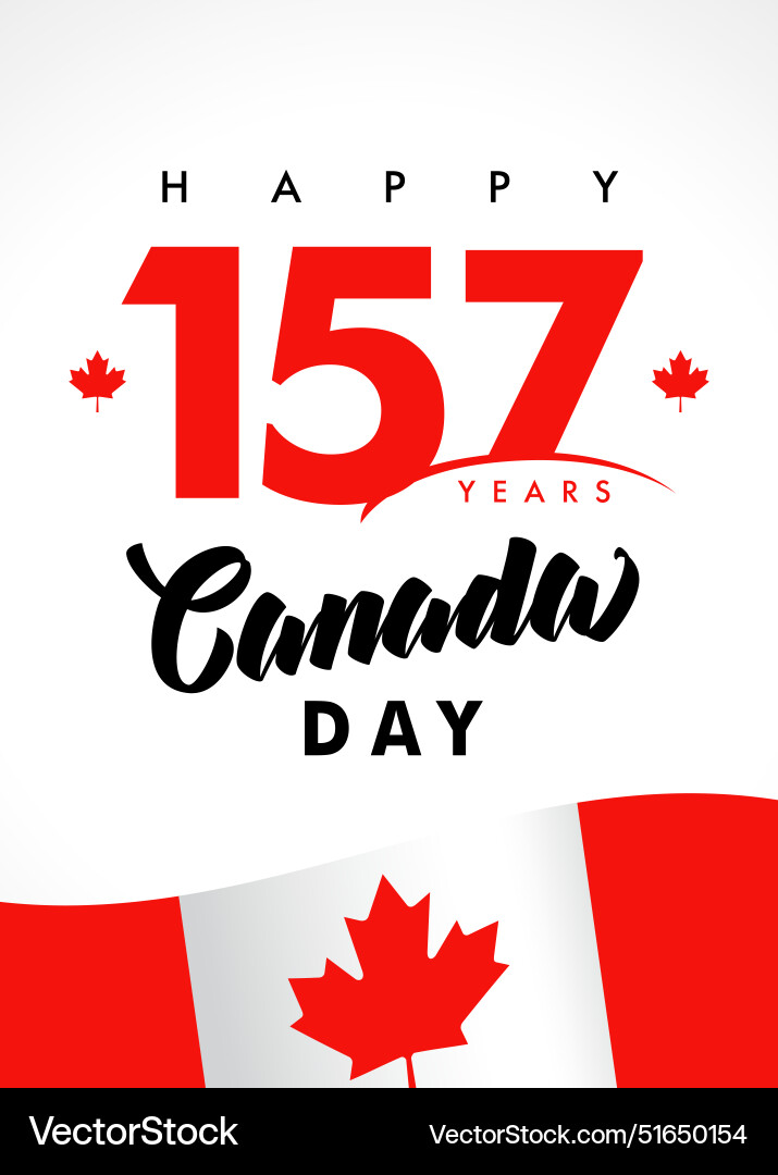 157 years anniversary happy canada day Royalty Free Vector