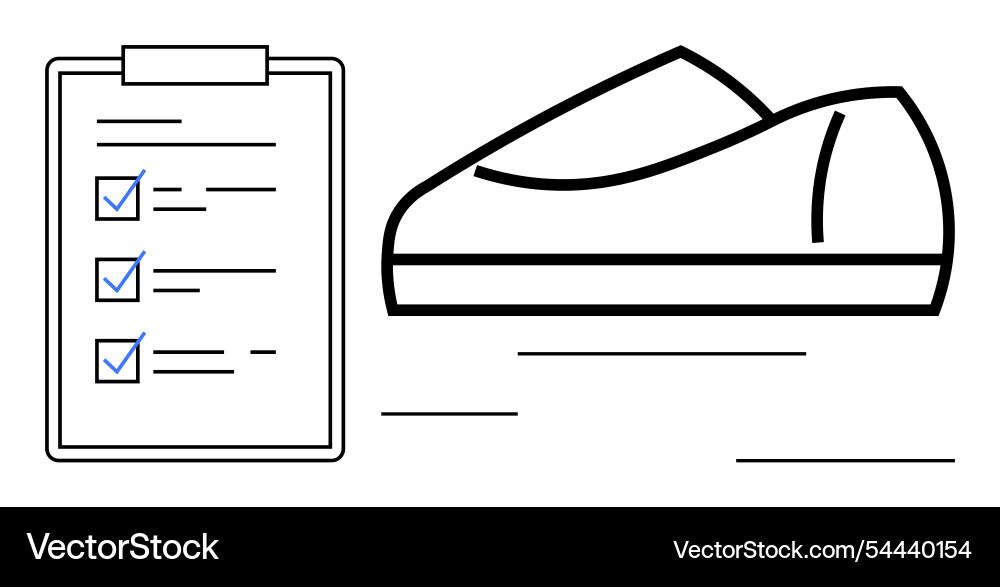 Athletic shoe with speed lines and checklist Vector Image
