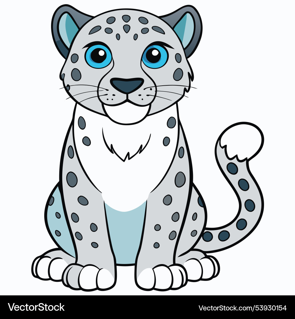 Cartoon snow leopard on a white backgroundflat Vector Image