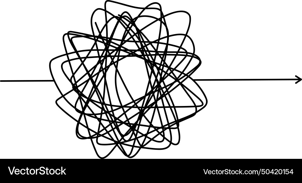 Chaotic line arrow doodle chaos simple drawn Vector Image