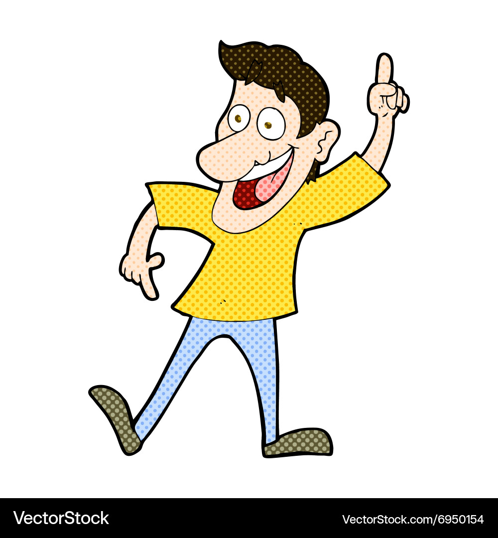 Comic cartoon man with great idea Royalty Free Vector Image