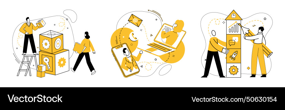 Cooperative work professional cooperation turns Vector Image