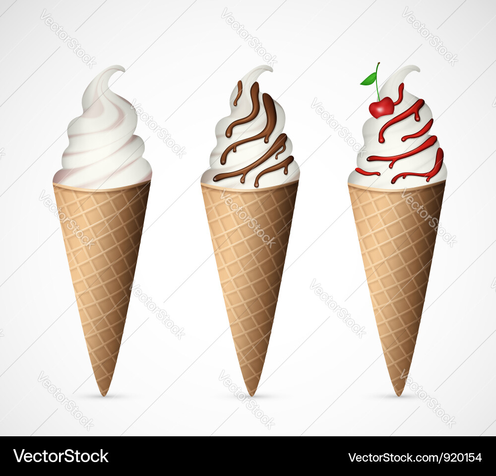 Delicious Ice Cream Cones Royalty Free Vector Image