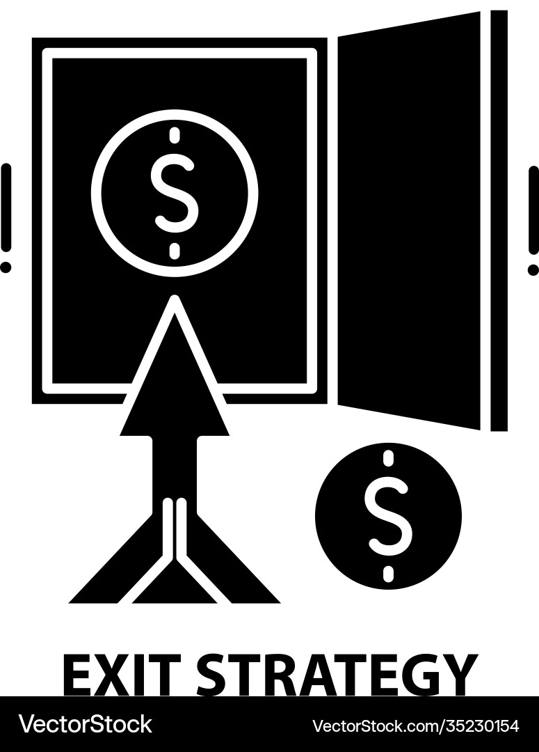 Exit strategy icon black sign Royalty Free Vector Image