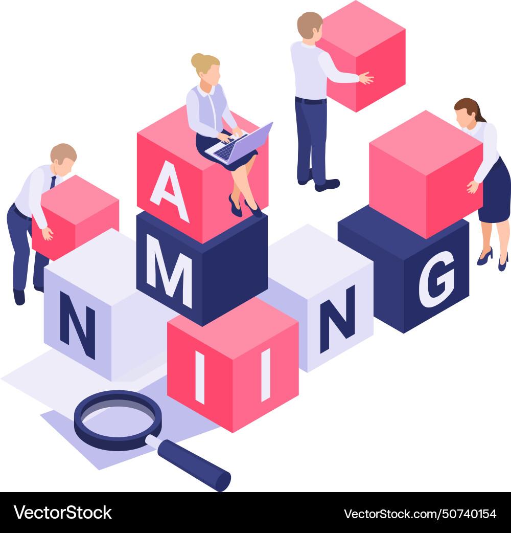 Isometric naming icon Royalty Free Vector Image