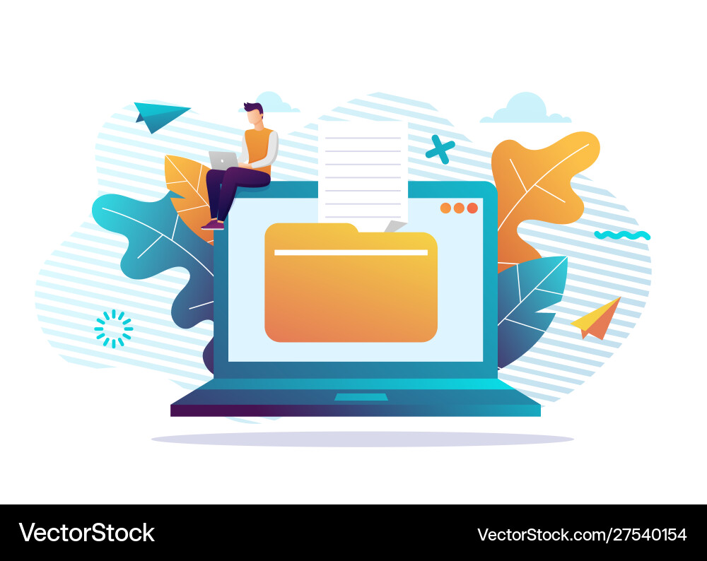 Laptop and download file icon document Royalty Free Vector