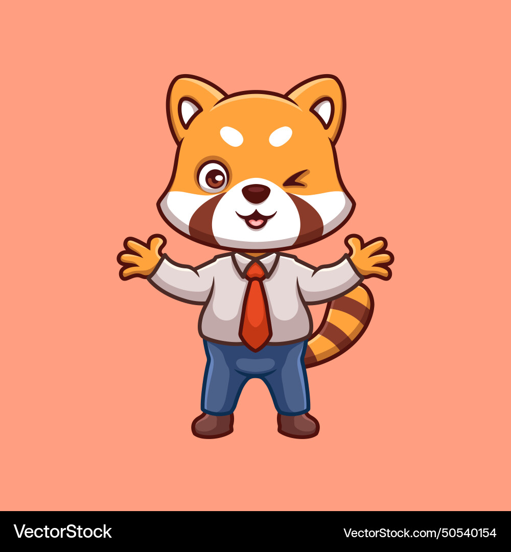 Manager red panda cute cartoon Royalty Free Vector Image