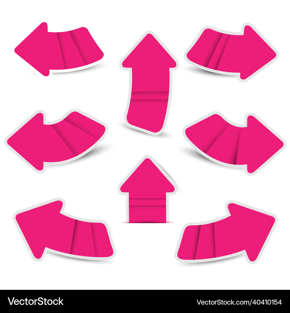 Pink arrows sticker paper on white background Vector Image