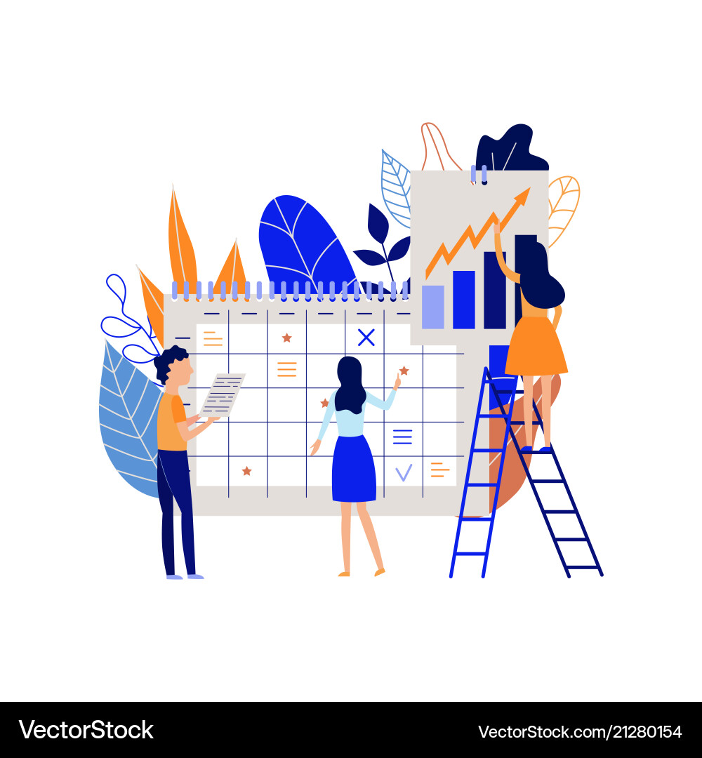 Planning and organizing work process with people Vector Image