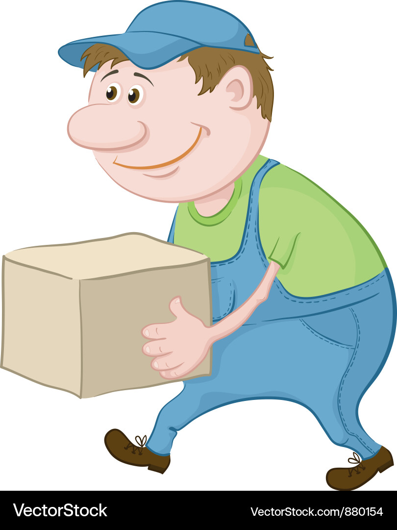 Porter carries a box Royalty Free Vector Image