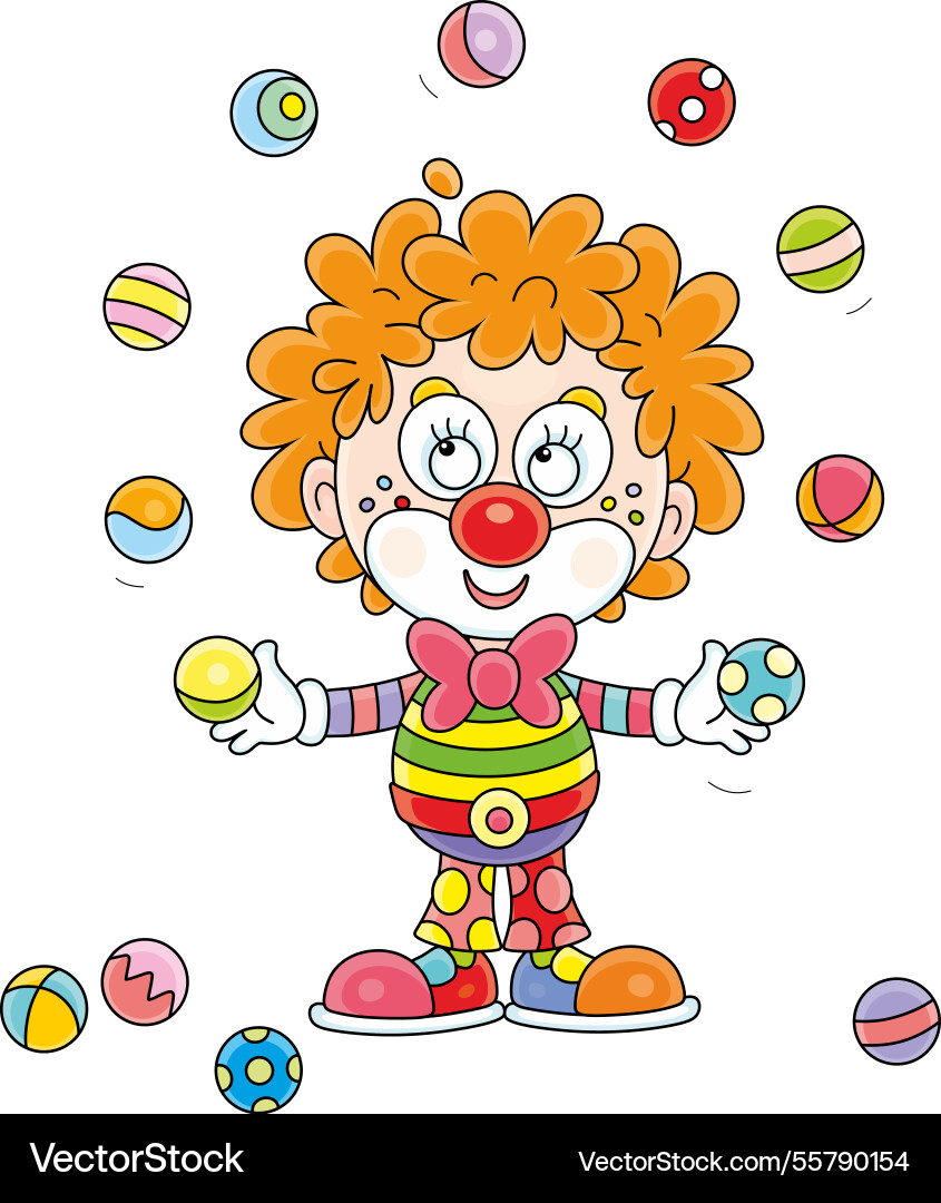 Red circus clown juggling with balls Royalty Free Vector