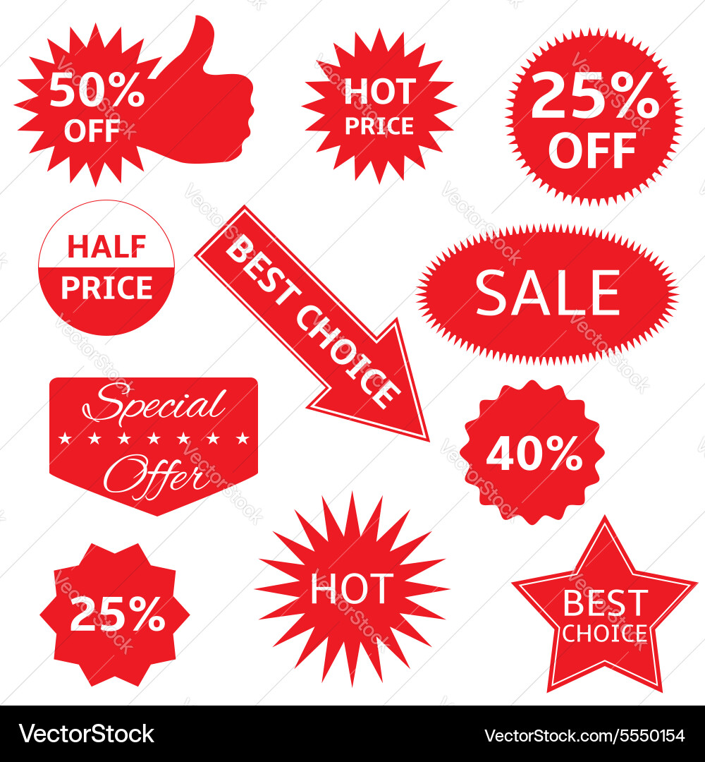 Red labels Royalty Free Vector Image - VectorStock