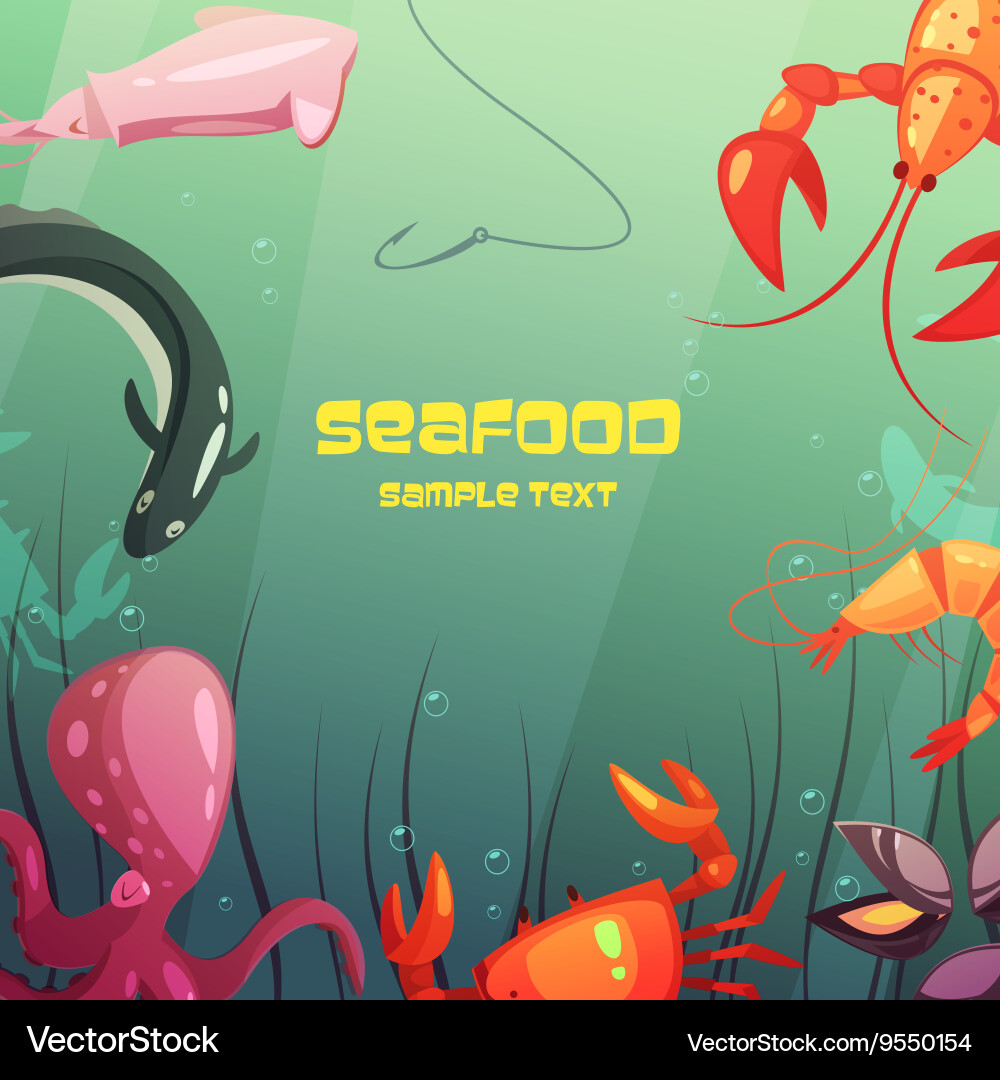 Seafood cartoon Royalty Free Vector Image - VectorStock
